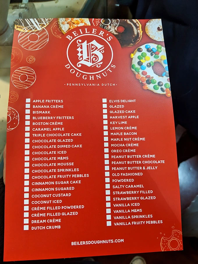 This menu isn't just a list; it's a bucket list. Forty-plus varieties of donut nirvana that make choosing just one a Sophie's Choice situation.