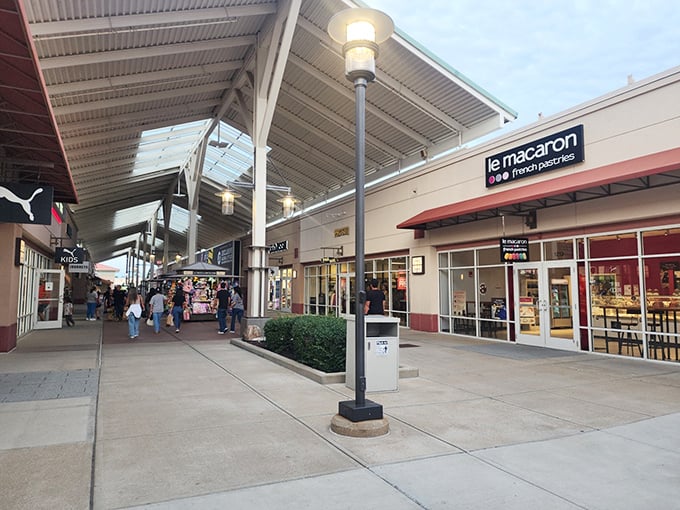 Row upon row of brand-name stores stretch endlessly, creating a shopper's version of candy land.