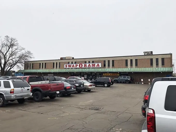 Packed parking lots at Swap-O-Rama are the first clue you've arrived somewhere special—each car representing a different treasure-hunting mission.