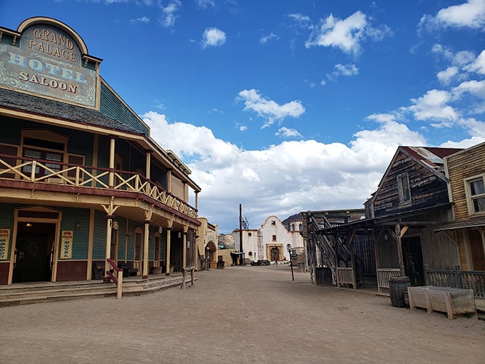Main Street stretches before you like a scene from every Western you've ever watched, the Grand Palace Hotel practically begging for a dramatic showdown.