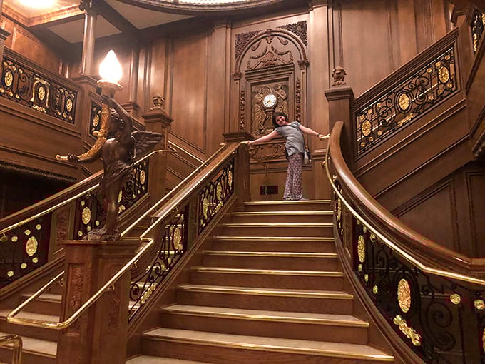 The Grand Staircase isn't just a recreation—it's a time portal. Stand here and you're no longer in Tennessee but aboard history's most famous ocean liner.