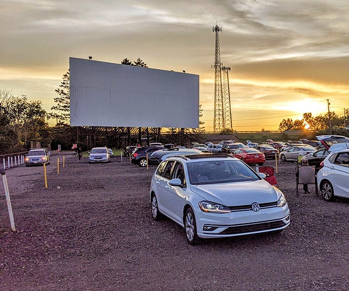 That towering screen promises big entertainment while your car becomes the perfect theater seat.