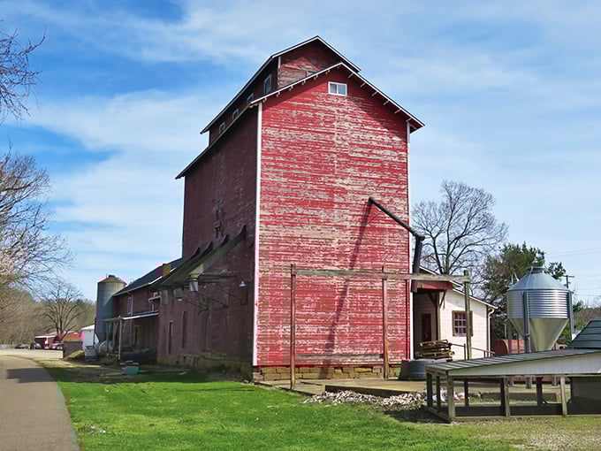 This red brick barn stands as Bellville’s gentle giant, overlooking the town like a faithful old friend.