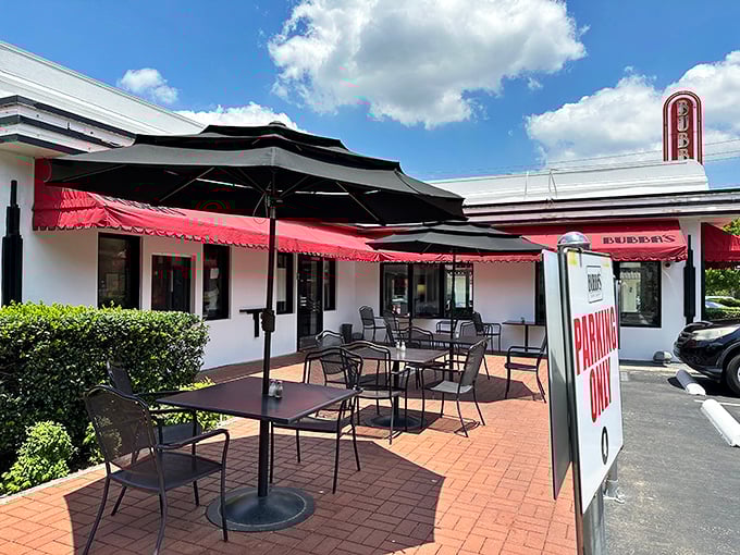 Bubba's: Those red awnings aren't just for show—they're signaling that chicken paradise awaits beneath them.