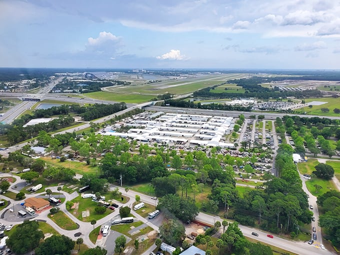 From above, Daytona Flea Market resembles a small city dedicated entirely to bargains. The ultimate shopper's paradise!