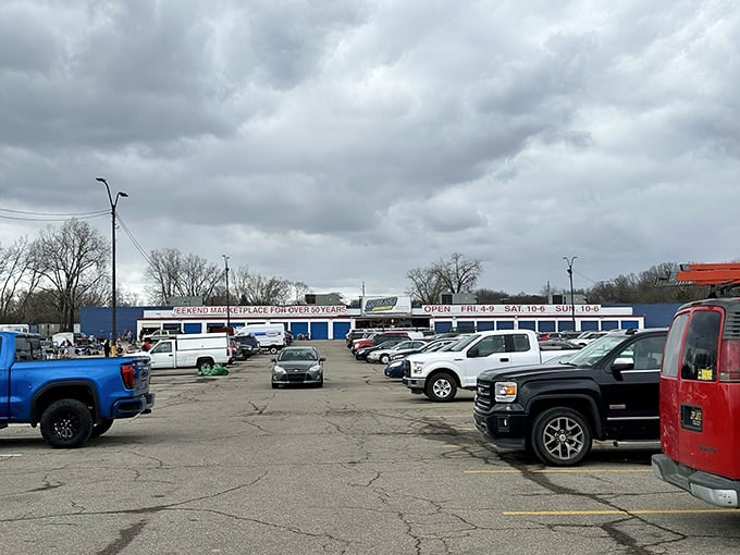 Dixieland Flea Market's weathered exterior promises decades of stories and treasures hidden within those familiar walls.