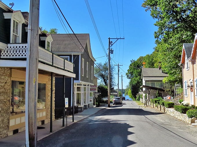 Elsah's quiet streets whisper stories of simpler times when life moved at walking pace.