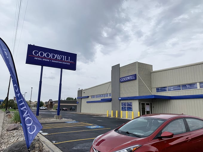 Goodwill Pocatello welcomes thrifters with its classic blue signage—a beacon of budget-friendly possibilities on Yellowstone Avenue.