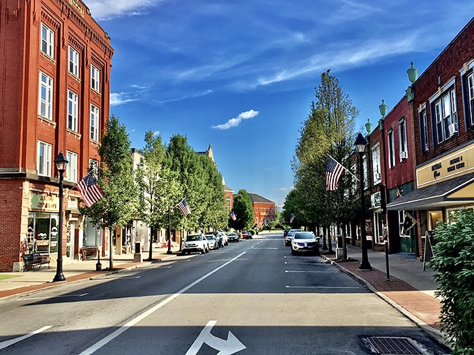 Classic American main street architecture stands proud, proving that good design never goes out of style.