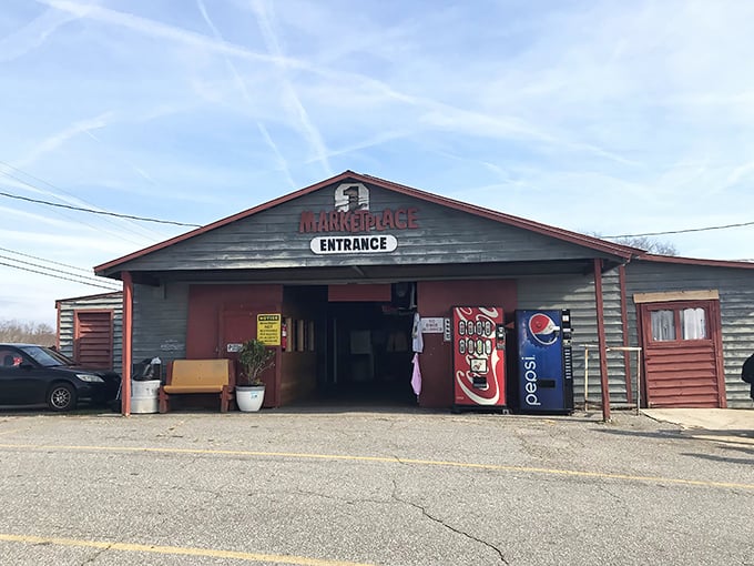 That weathered entrance has welcomed countless treasure hunters through doors that never disappoint curious shoppers.