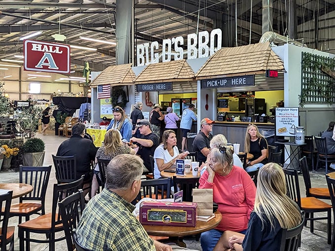 Nothing says "serious antiquing" quite like a bustling indoor market with BBQ fuel for the hunt.