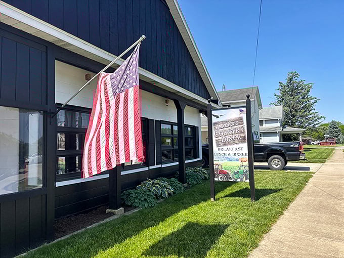 Laura's Country Diner waves its flag proudly, a patriotic beacon for hungry souls seeking home-style goodness.
