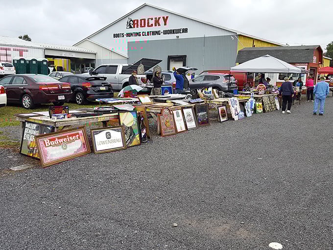Vintage beer signs and handmade treasures create the ultimate "one person's attic is another's goldmine" experience.