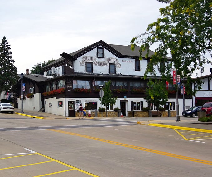 New Glarus welcomes visitors with its unmistakable Swiss-inspired architecture – no passport required for this European getaway!