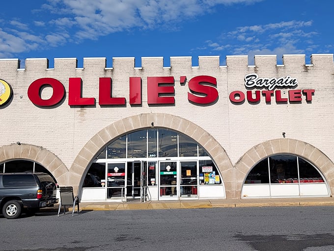 Ollie's castle-like exterior isn't just for show—it's guarding kingdoms of bargains inside. Medieval architecture meets modern savings!