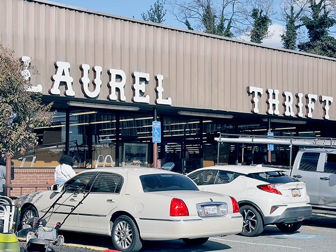 Prime Thrift's retro signage whispers tales of vintage finds waiting inside, like a time capsule begging to be opened.