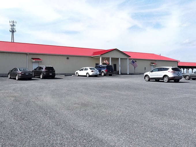 Red-roofed country charm meets serious shopping - where mountain air makes every deal sweeter.