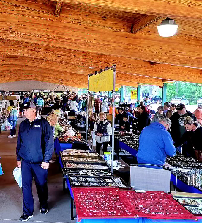 Under rustic wooden beams, St. Germain's vendors display their wares like museum curators – except everything's for sale!
