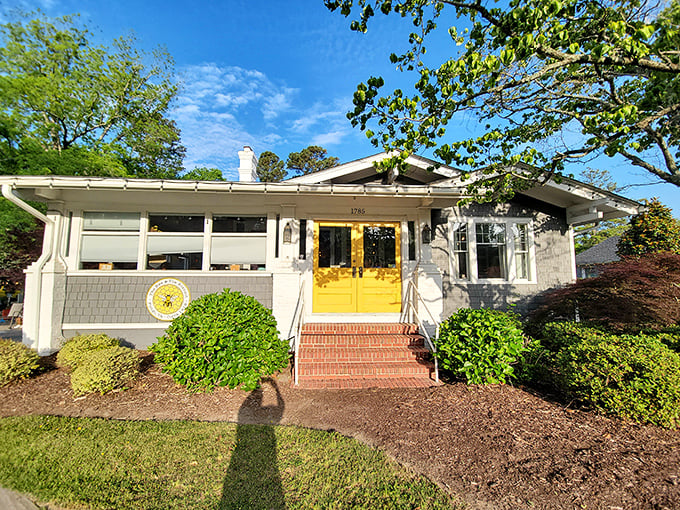 The yellow door beckons like a culinary lighthouse. This charming cottage hides comfort food that'll make you weep with joy.