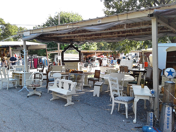 White furniture wonderland! At Third Monday Trade Days, these freshly painted pieces look like they're waiting for their Instagram moment.