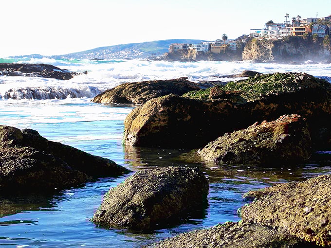 Thousand Steps Beach’s rocky shorelines are nature’s strongholds, where waves carve beauty and every stone tells a story.