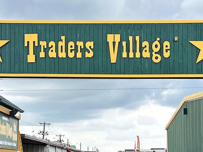 That green and gold sign means business - Traders Village delivers on its promise of endless discoveries.
