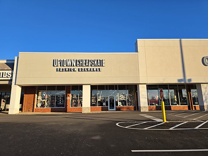 Uptown Cheapskate's sleek storefront promises fashion finds that won't break the bank account.