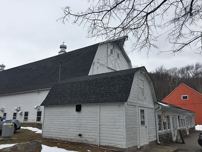 Nothing says "authentic treasure hunting" quite like a genuine white barn surrounded by Connecticut's rolling countryside.