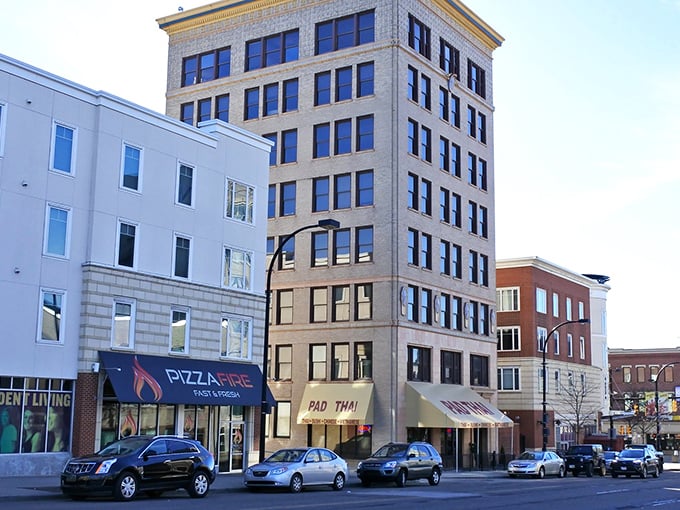 The revitalized streets of Akron invite exploration, where historic buildings meet contemporary urban planning at every corner.