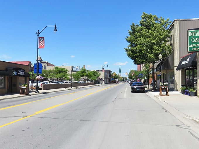 Alpena's charming downtown invites you to stroll without spending, where historic architecture meets modern affordability under Michigan's blue skies.