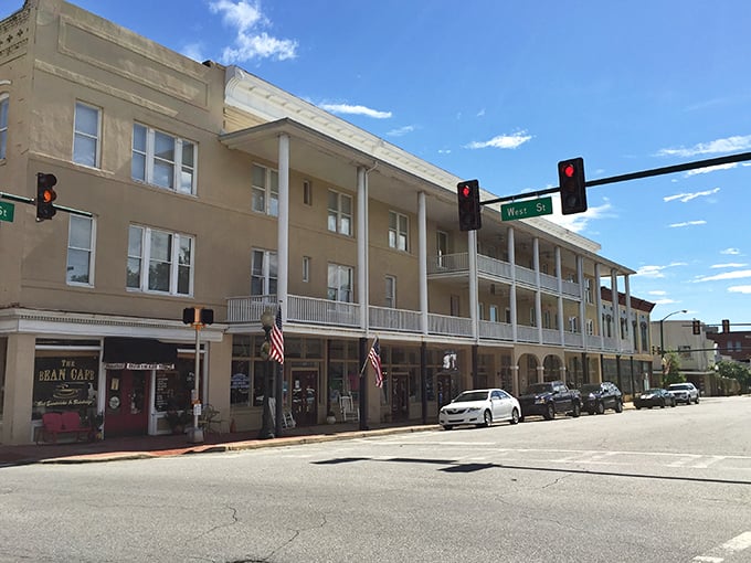 These historic storefronts in Bainbridge hide affordable treasures inside – like finding vintage vinyl records at garage sale prices.
