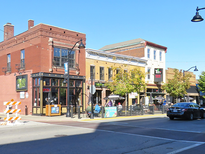 This downtown stretch proves that community spirit and architectural beauty make perfect shopping companions.