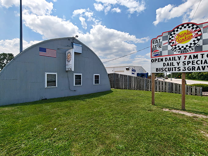 Not all heroes wear capes – some wear metal roofs. This Springfield landmark serves breakfast portions that could feed a small army.