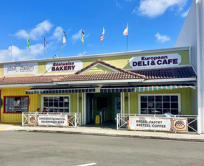 Like a European postcard come to life, this colorful facade promises authentic Old World flavors in sunny Florida.