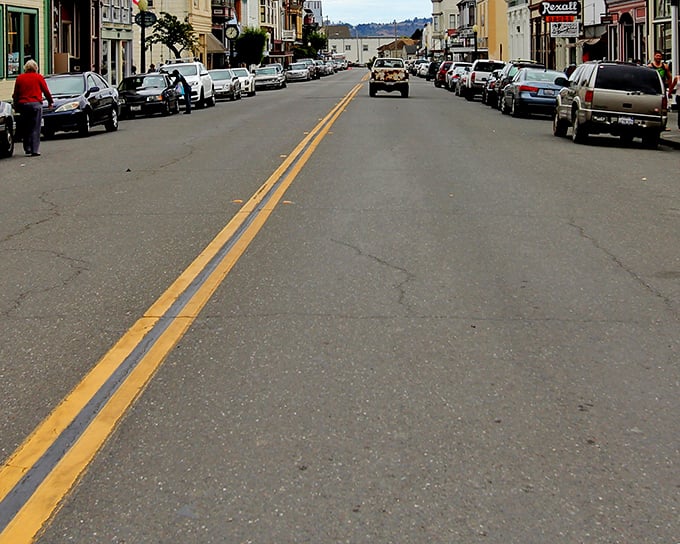 Main Street Ferndale stretches ahead like a scene from "Little House on the Prairie."