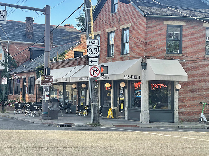 This brick corner spot houses Katzinger's legendary deli counter – where sandwiches are built with architectural precision.