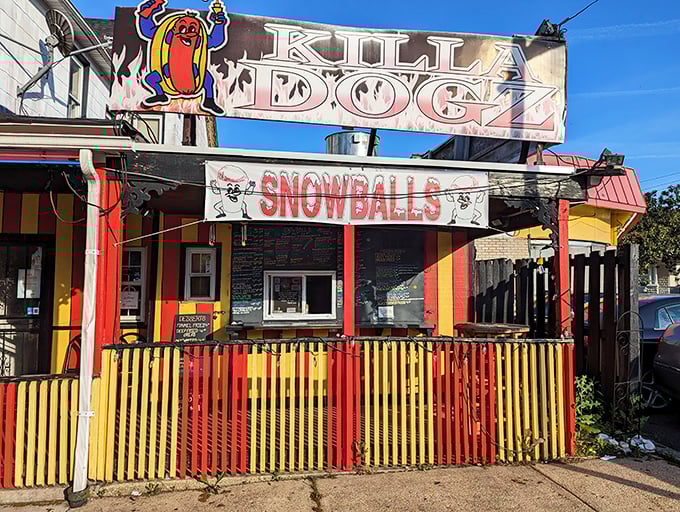 Part hot dog joint, part snowball stand – Killa Dogz brings Baltimore's favorite summer treats together under one colorful roof.