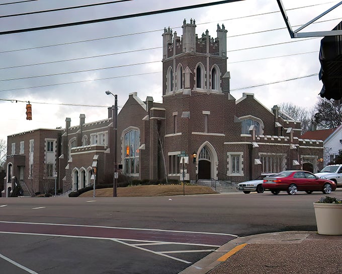 Gothic Revival church towers over McComb like a brick fortress protecting small-town values and budgets.