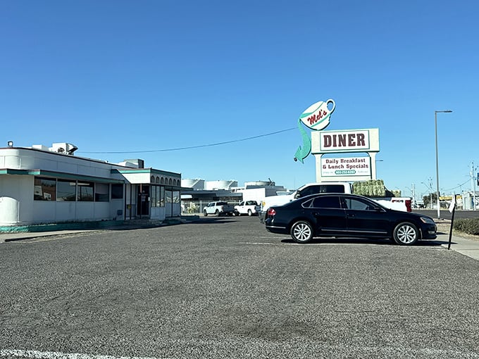 That vintage sign at Mel's isn't just advertising – it's a beacon calling all hungry souls to breakfast paradise.