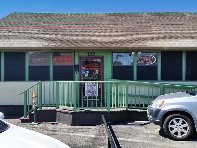 That bright green entrance at Mill Street Diner is like a gateway to comfort food paradise – simple, welcoming, and unpretentious.