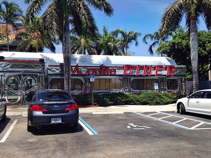 Palm trees frame this silver bullet of nostalgia where every milkshake comes with a side of memories.