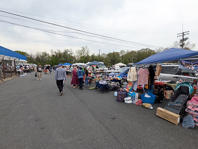 Tables overflow with merchandise in this outdoor wonderland where one person's castoff becomes another's perfect find.