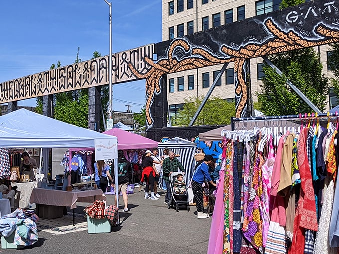 That gorgeous bridge backdrop makes this the most Instagram-worthy flea market in the Pacific Northwest – seriously stunning!