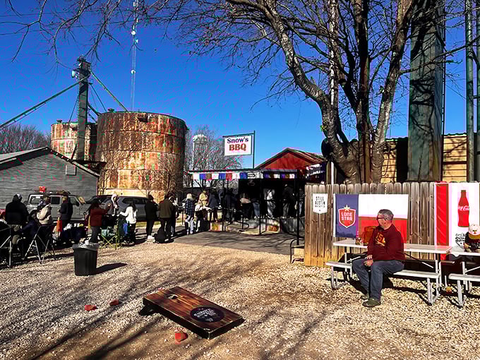 At Snow's BBQ, that rusty smoker has probably seen more perfect briskets than most of us have seen sunrises.
