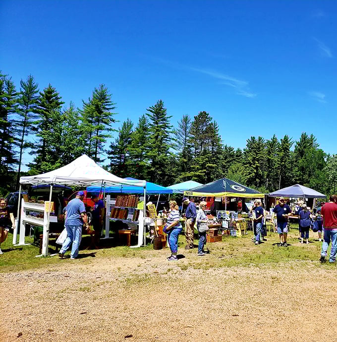 Northwoods shopping at its finest – where pine-scented air and bargain hunting create the perfect Wisconsin summer day.
