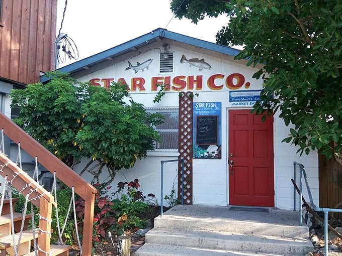 The red door at Star Fish Company might as well be a portal to seafood heaven. No password required!