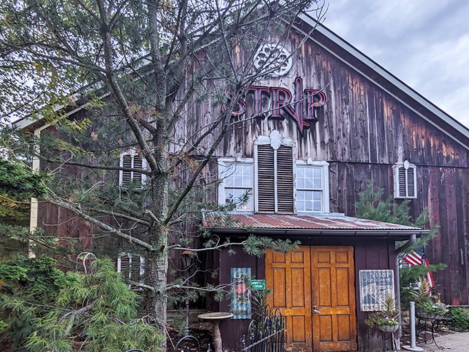 That weathered barn exterior isn't just for show—it's nature's way of saying "seriously good steaks happen here." Strip Steakhouse nails the farm-to-table vibe.
