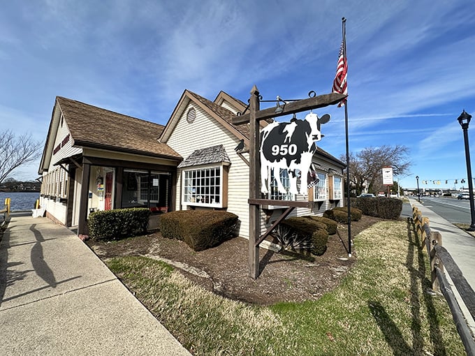 Look for the cow sign! This unassuming eatery serves fried chicken worth crossing state lines for – no passport required.