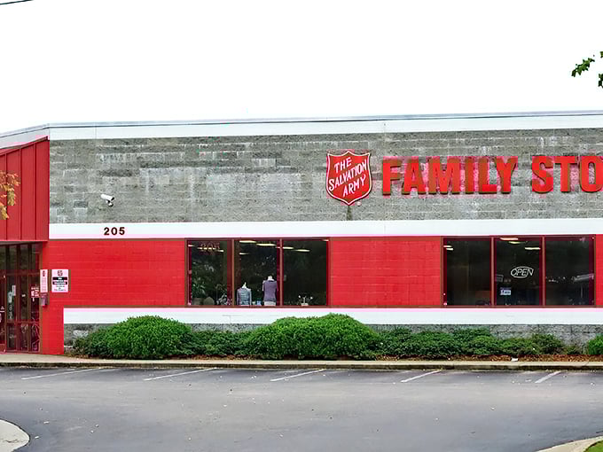 With its bright red facade and welcoming entrance, this Salvation Army Family Store in Raleigh looks more like a boutique than a thrift shop. Second-hand shopping never looked so inviting!