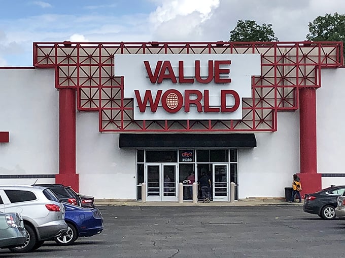 That impressive entrance isn't just for show – it's the gateway to thousands of square feet of secondhand adventures.